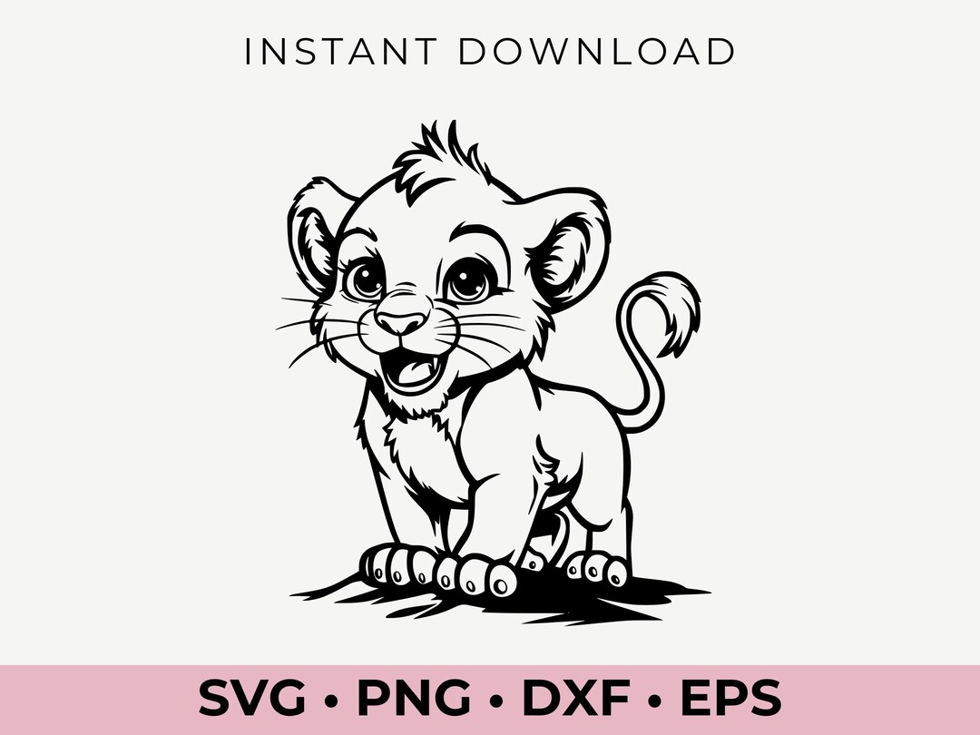 Playful Lion Cub SVG | Safari Animal Clipart for Cricut, Jungle-themed ...