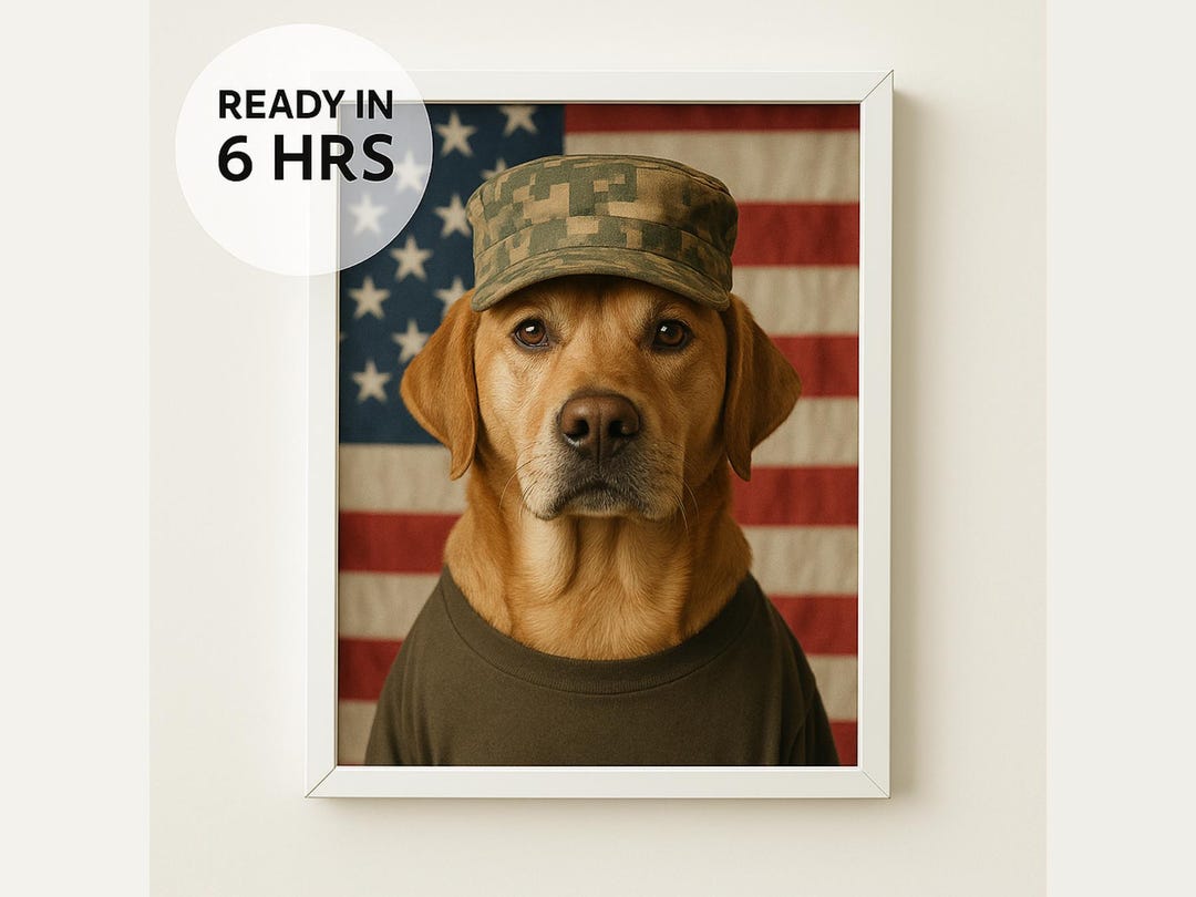 Military Pet Portrait – Custom Army Dog or Cat Digital Print ...