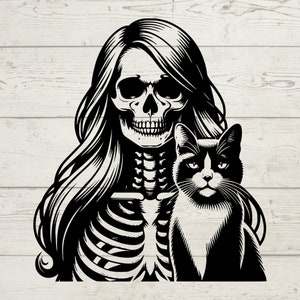Skeleton With Cat Svg Png Clipart, Comercial Use, Digital Download - Etsy