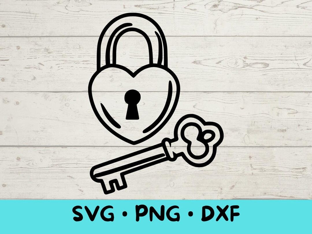 Heart Lock and Key SVG, Heart Padlock Clipart, Key Outline Cutting File ...