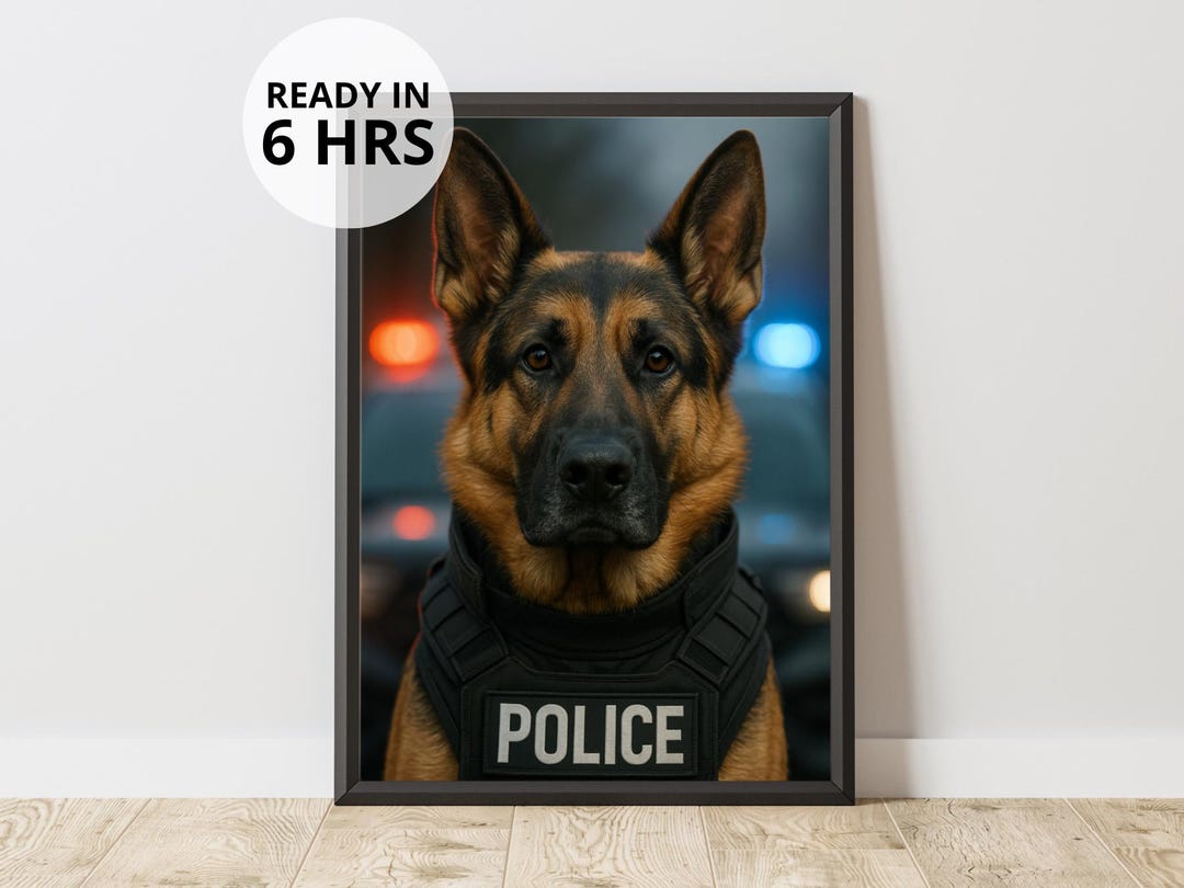 Custom Police Officer Pet Portrait: Personalized Digital Art (digital ...