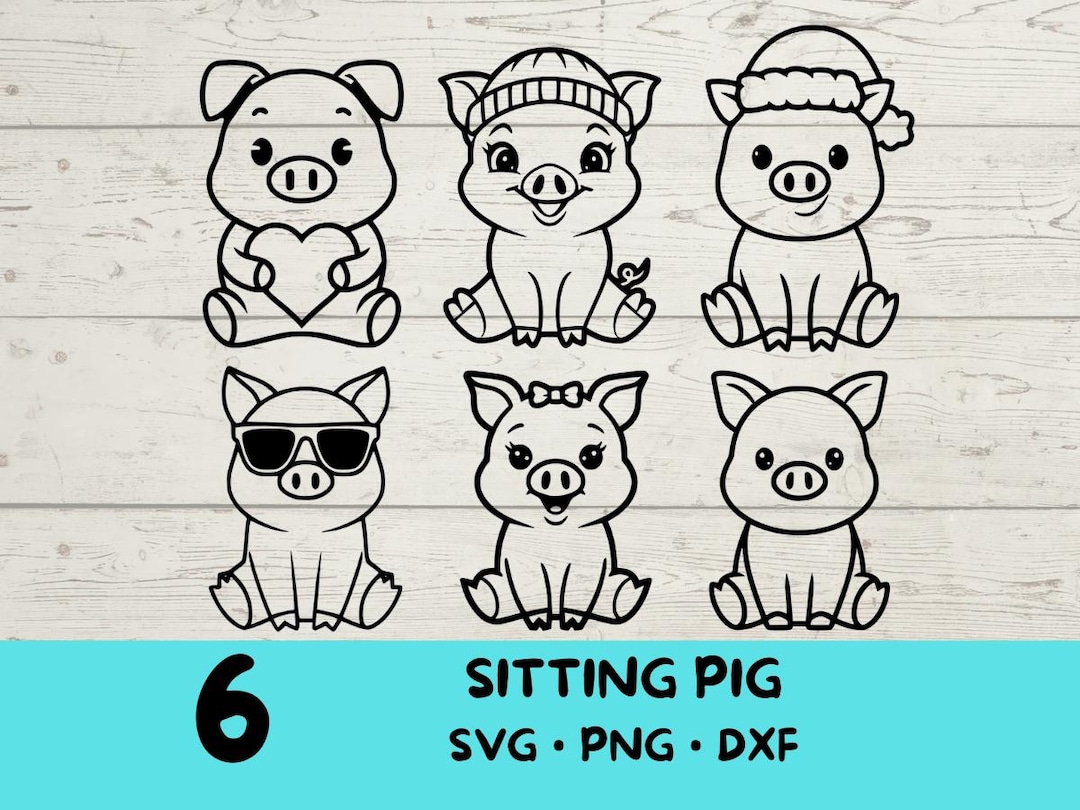 Pig Svg Bundle , Sitting Pig, Pig Svg , Pig Png, Pig Clipart, Cute Pig ...