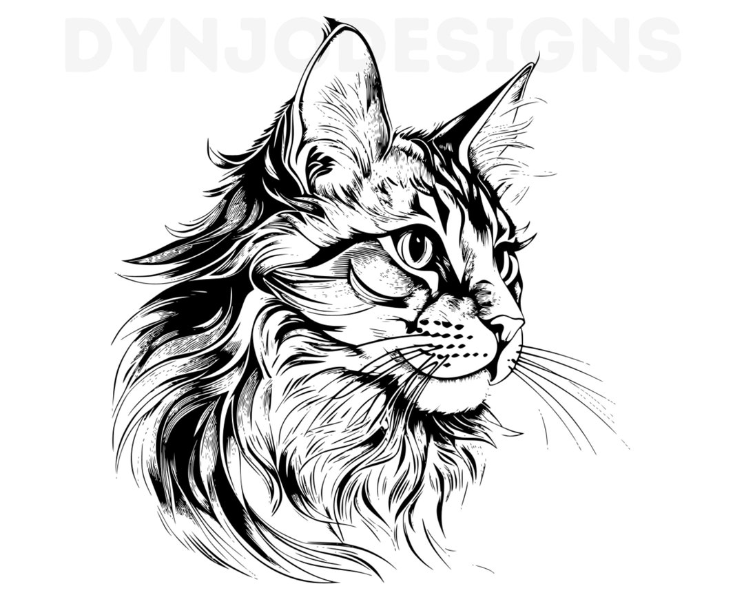 Maine Coon Cat Head Svg , Cat Svg , Cut Files for Cricut and Laser ...