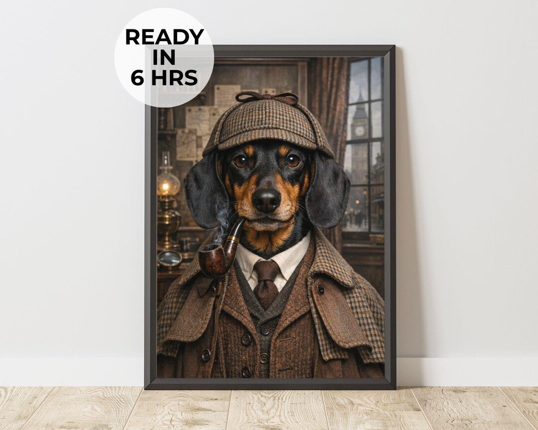 Custom Detective Pet Portrait - Sherlock Dog Art & Mystery Gift - Etsy