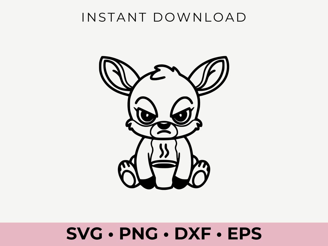 Grumpy Deer SVG | Funny Coffee Lover Clipart | Angry Fawn Design for Cricut, Silhouette, T ...