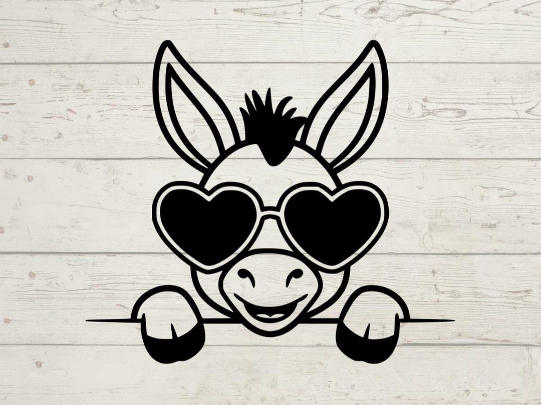 Esel svg, Esel mit herzförmiger Sonnenbrille, Esel Png, Esel Clipart ...