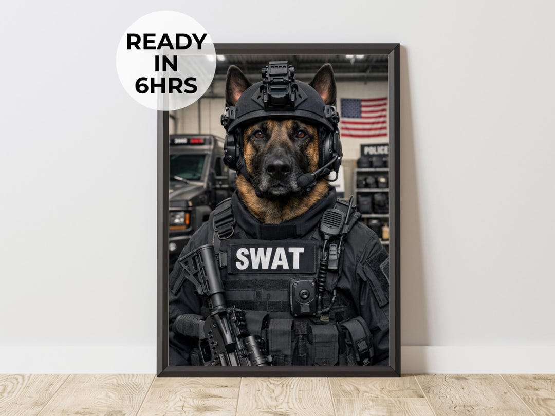 Custom SWAT Pet Portrait - Tactical Dog Art & Hero Gift - Etsy