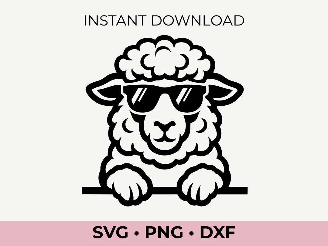 Oveja asomando SVG: linda oveja con gafas de sol, clipart para Cricut y ...