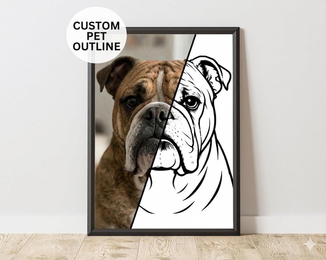 Custom Pet Outline Drawing | Drawing Line Art | Personalized Gift - Etsy