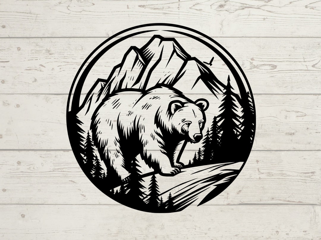 Forest Mountain Bear SVG PNG, Mountain Svg, Animal Svg, SVG Files for ...