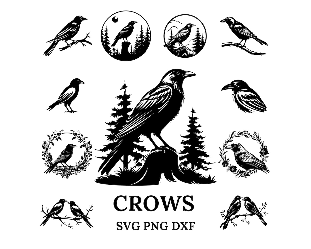 Crow Svg, Crow Bundle, Crow Clipart, Crow Png, Crow Cut Files for ...