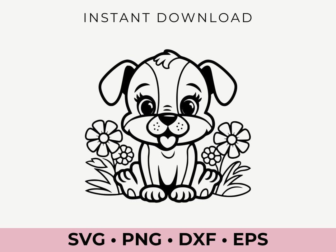 Spring Puppy SVG | Adorable Dog Clipart for Cricut, Cute Floral Puppy ...