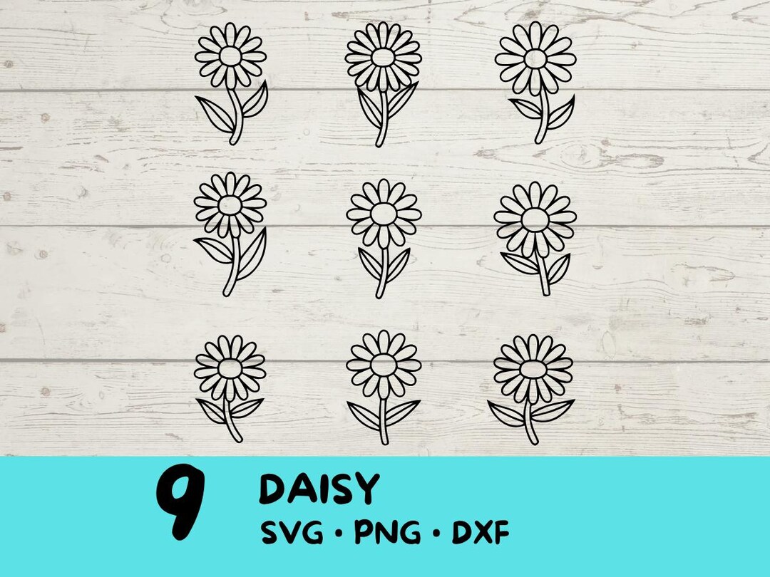 9 Daisy SVG Cut Files Bundle, Floral Daisy Clipart, Silhouette Flower ...