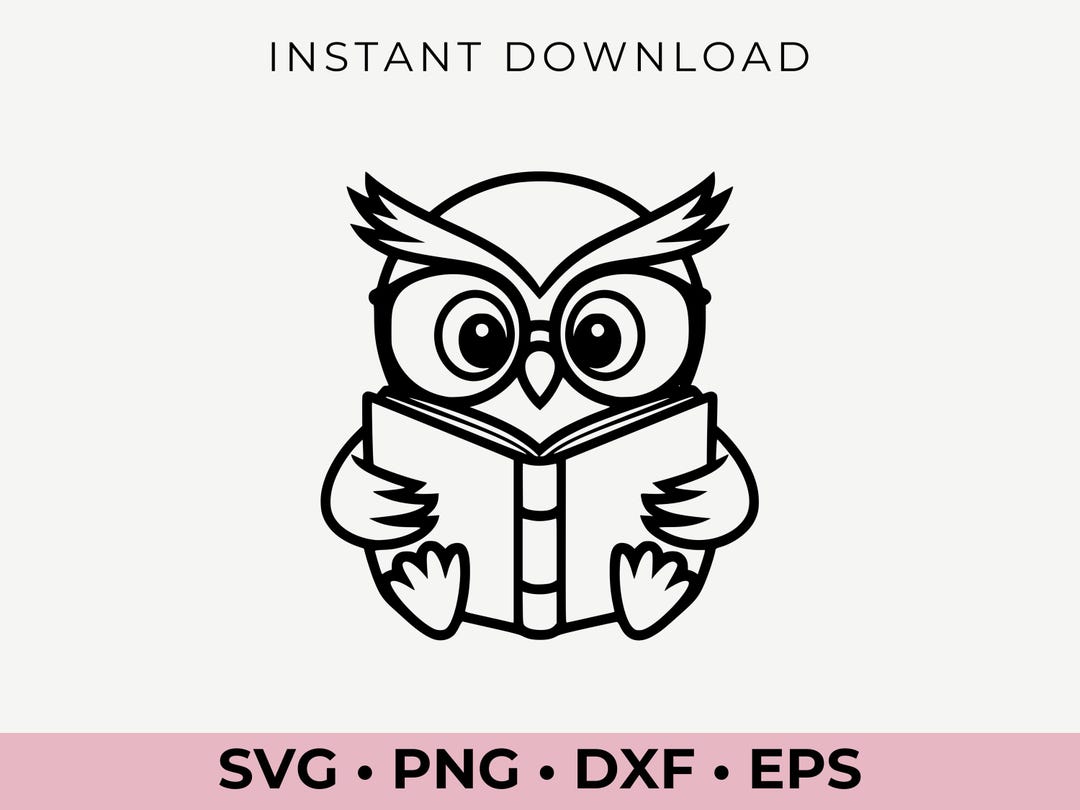 Reading Owl SVG | Cute Owl Clipart for Cricut, Sublimation, Nursery ...