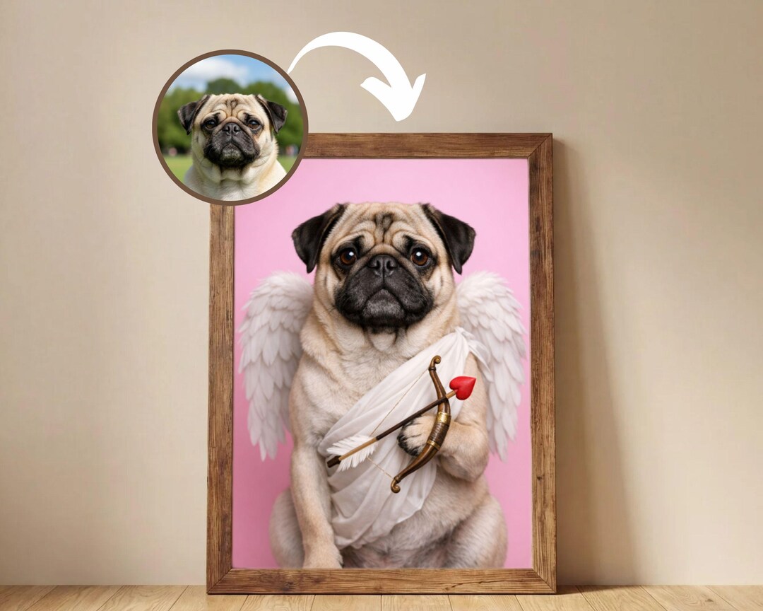 Custom Cupid Pet Portrait, Angelic Wing Art, Valentine Vibe Gift - Etsy