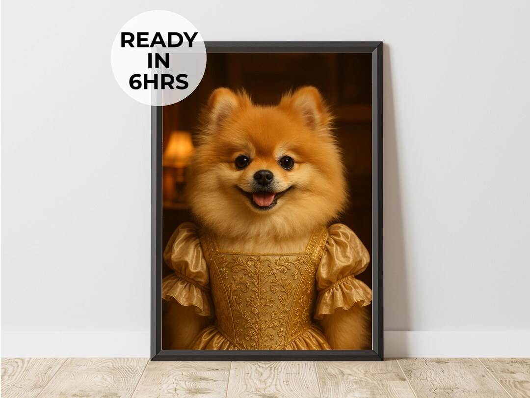 Custom Regency Pet Portrait - Gold Gown Lady Art & Gift - Etsy
