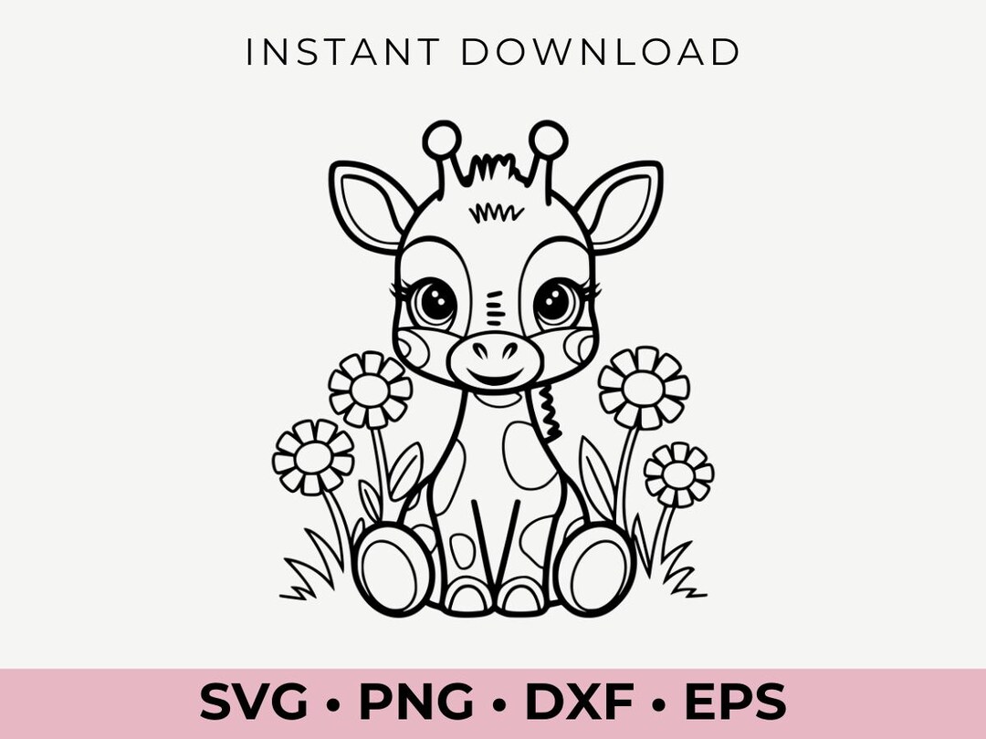 Spring Giraffe SVG | Cute Giraffe Clipart for Cricut, Adorable Floral ...