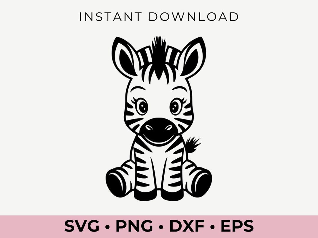 Adorable Baby Zebra SVG & PNG | Cute Animal Clipart for Cricut ...