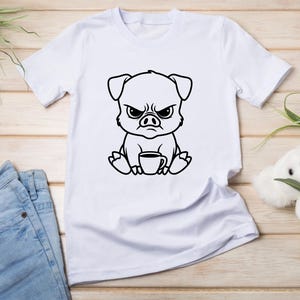 Grumpy Pig SVG | Funny Coffee Pig Clipart | Angry Pig Digital Design ...