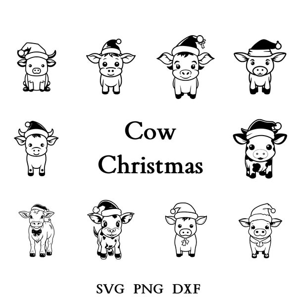 Cow Christmas Card - Etsy