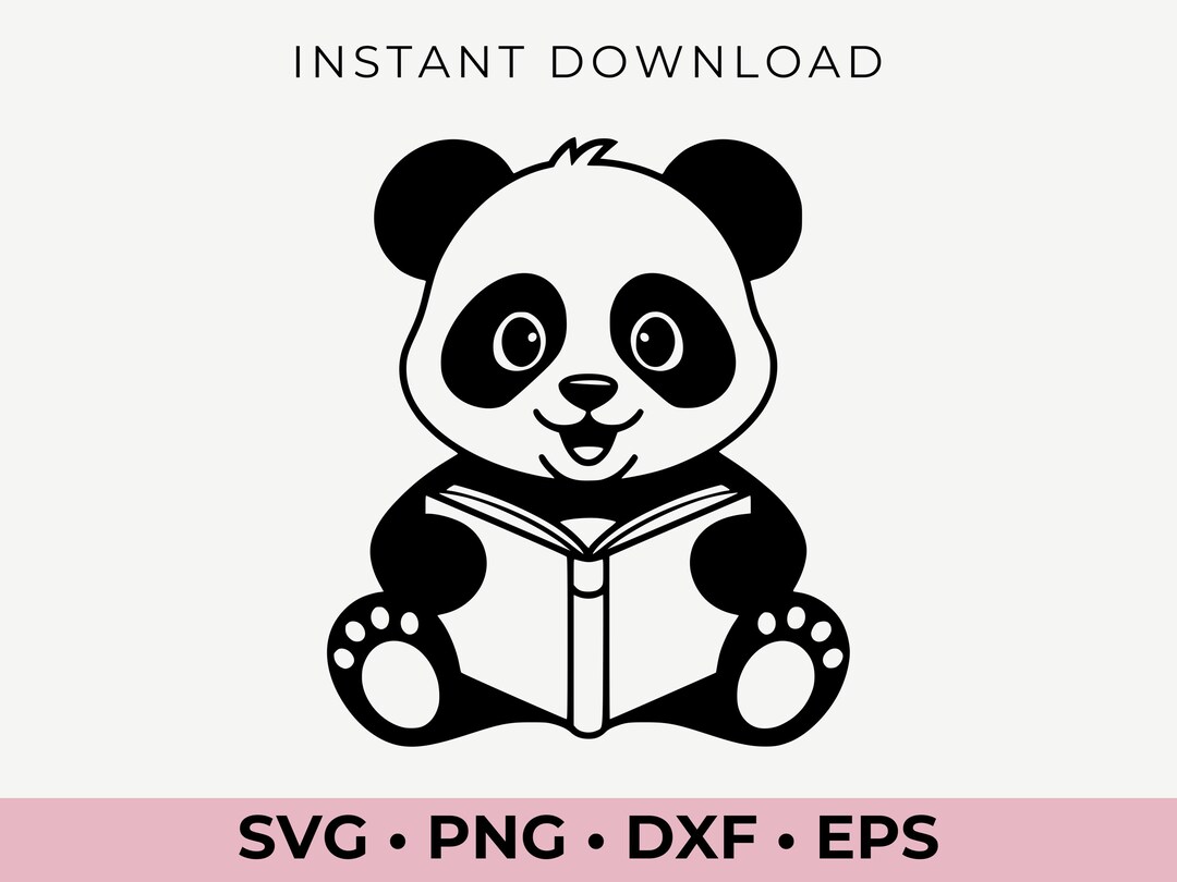 Reading Panda SVG | Adorable Panda Clipart for Cricut, Sublimation ...