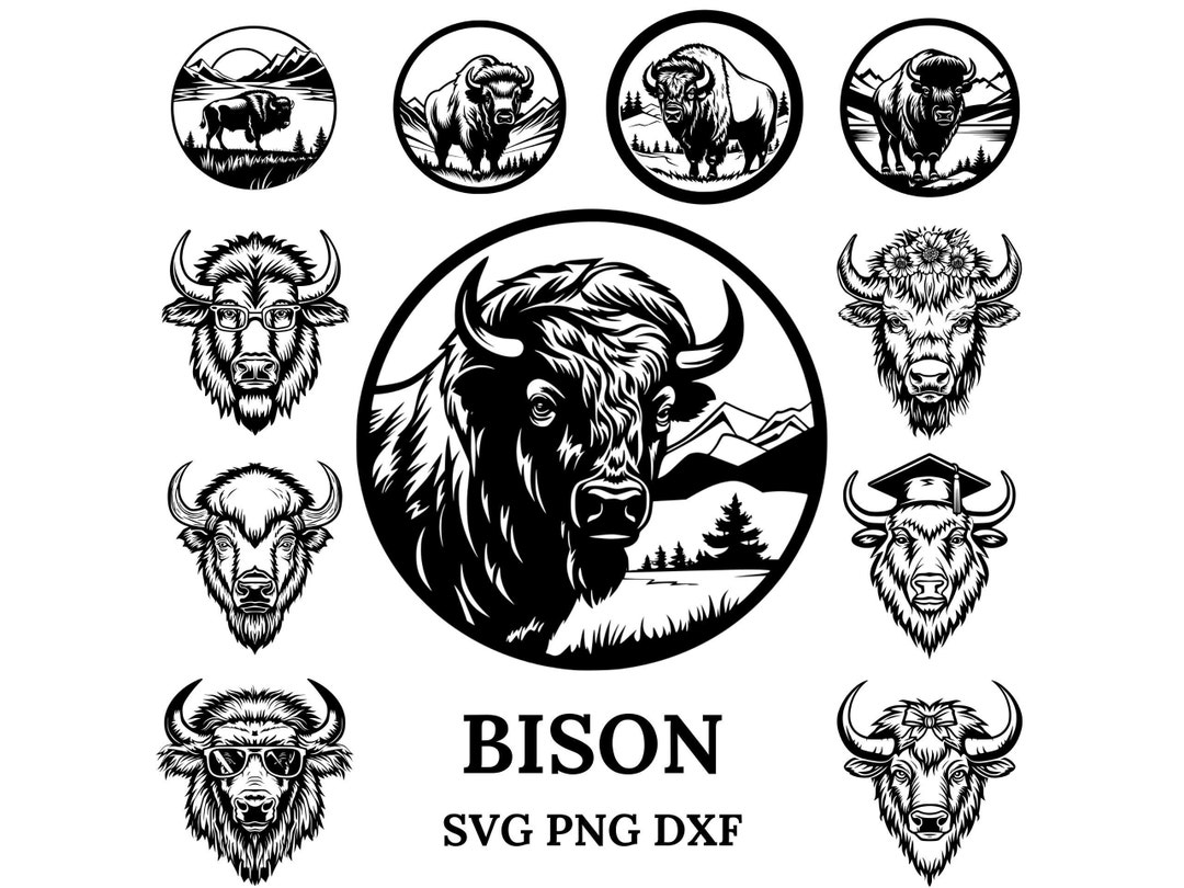 Bundle Svg Bison, Svg Bison, Bison Png, Clipart Bison, Tête de Bison ...
