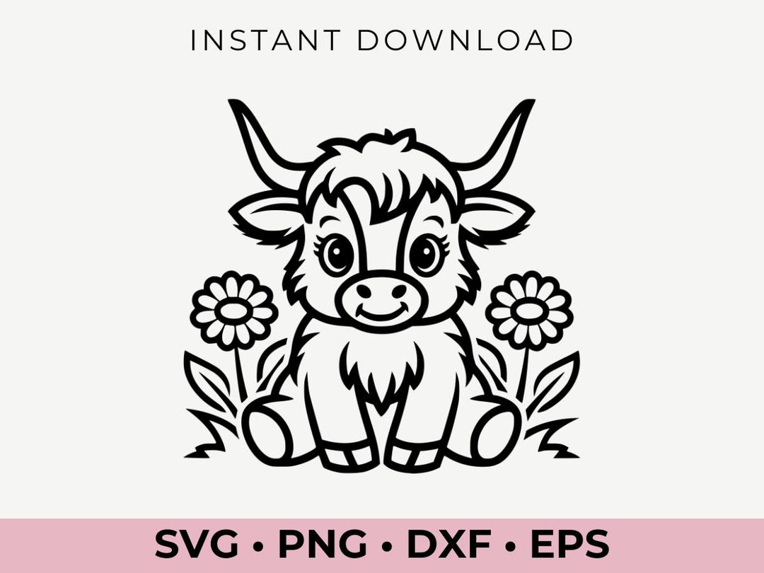 Spring Highland Cow SVG | Adorable Floral Cow Clipart for Cricut ...