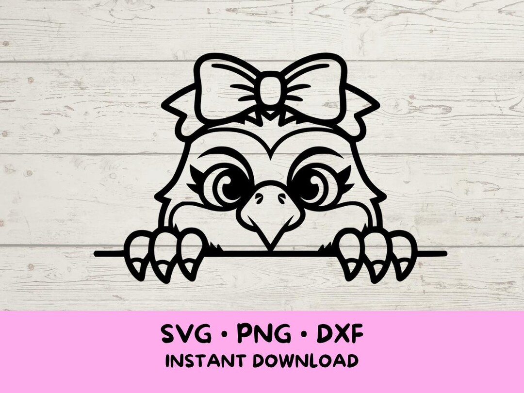 Peeking Hawk With Coquette Bow Svg, Hawk Svg, Hawk Clipart, Hawk Png ...
