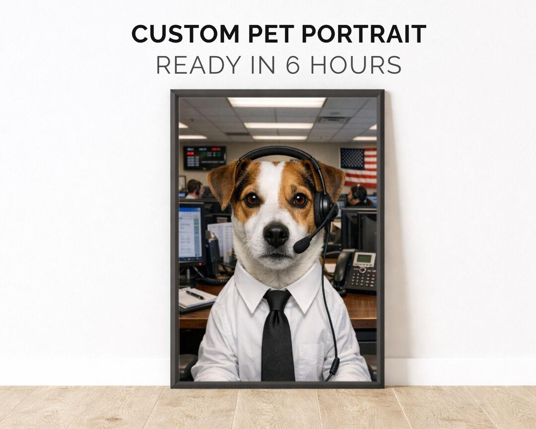 Custom Call Center Pet Portrait, Funny Office Dog Art, Boss Gift - Etsy