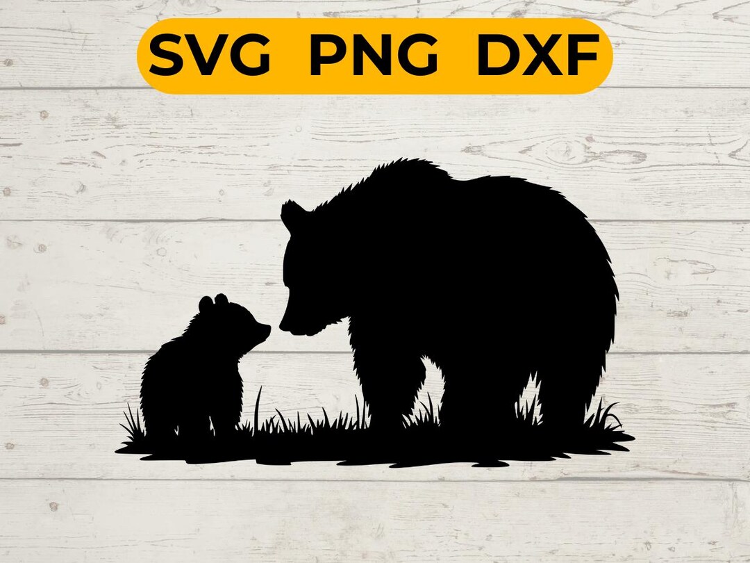 Bear and Cub Silhouette SVG Cut File, Woodland Animal Clipart PNG ...