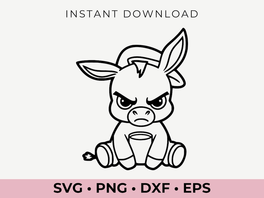 Grumpy Donkey SVG | Funny Coffee Donkey Clipart | Angry Mule Design for ...