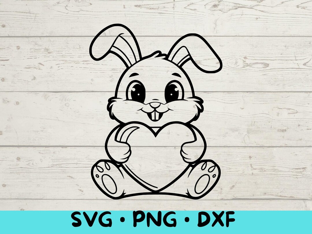 Cute Bunny Holding Heart SVG for Cricut and Silhouette Valentines Day ...