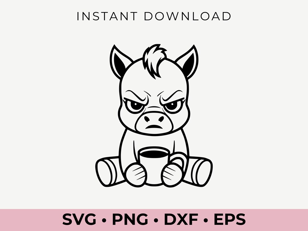 Grumpy Horse SVG | Funny Coffee Horse Clipart | Angry Horse Digital ...