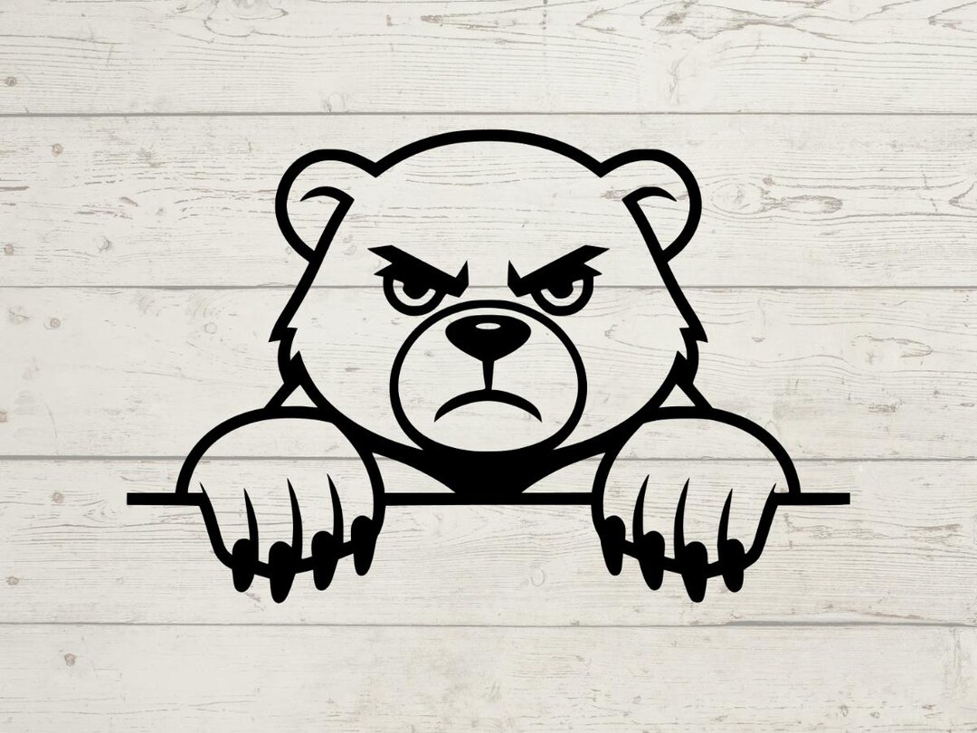 Grumpy Bear SVG PNG DXF File for Cricut, Funny Bear Clipart, Sassy Bear Face Vector, Instant ...