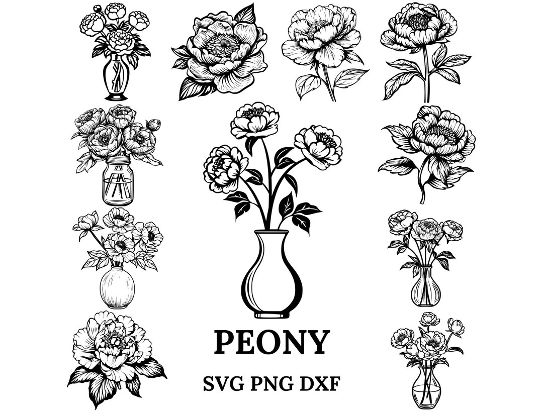 Peony Svg, Peony Png, Peony Clipart, Flower Svg, Flower Png - Etsy ...