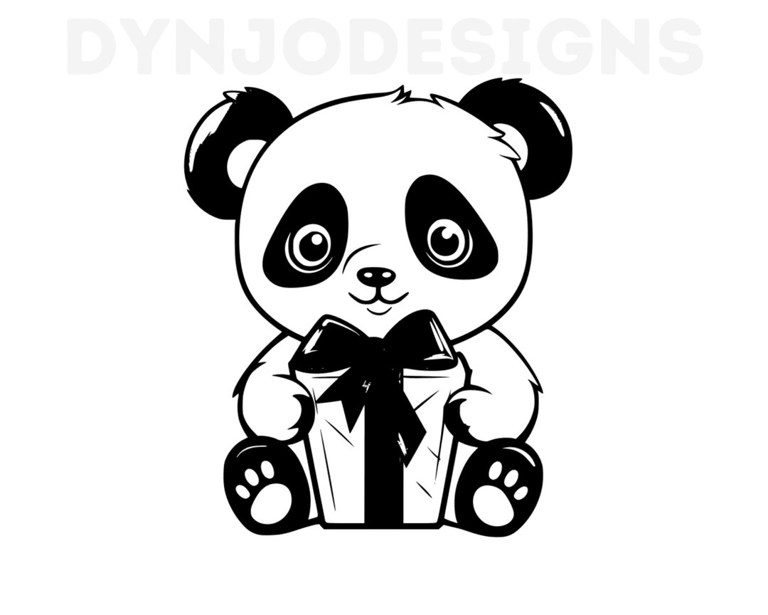 Panda With Gift Panda Svg Christmas Designs - Etsy