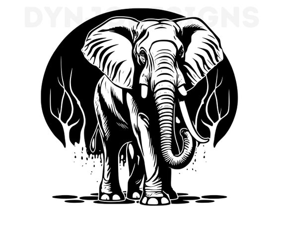 Elephant Head Silhouette Vector