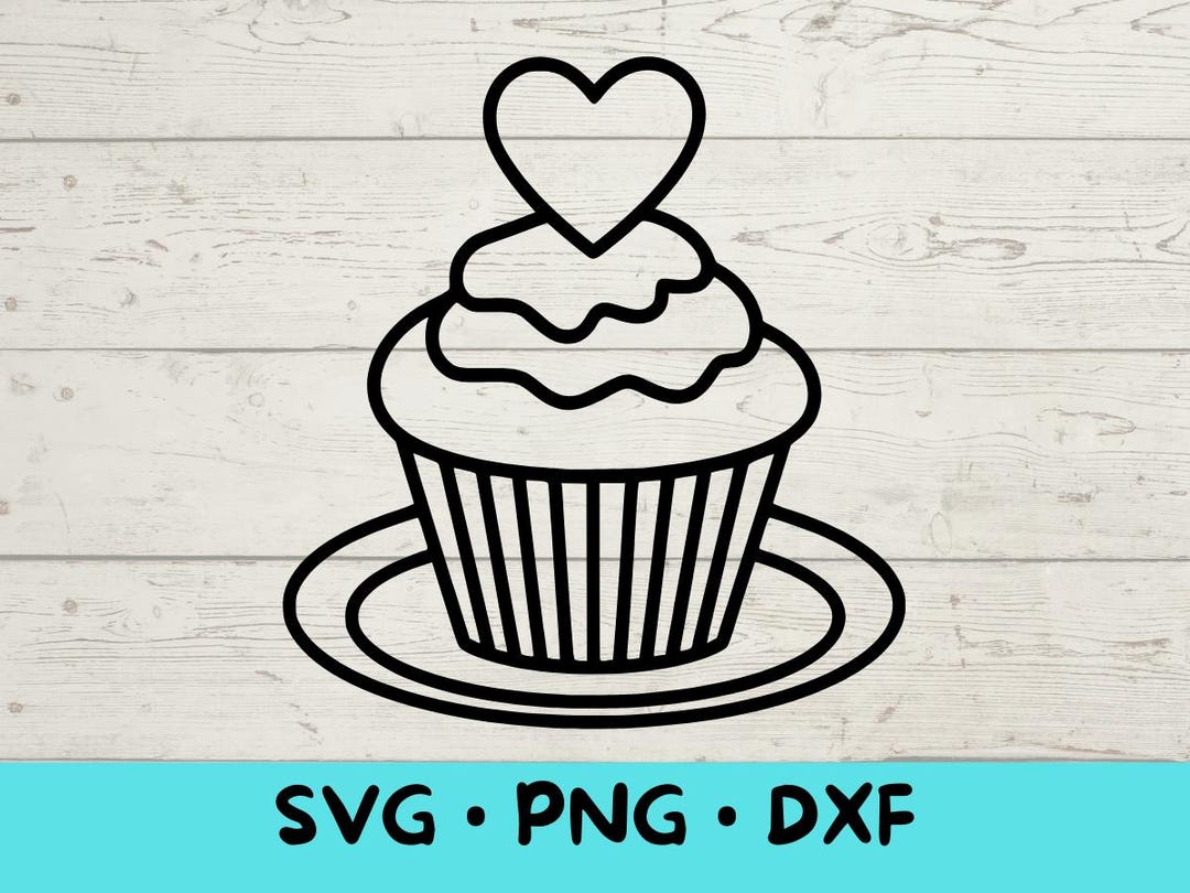 Heart Cupcake SVG Cut File Cute Cupcake Clipart for Cricut and ...