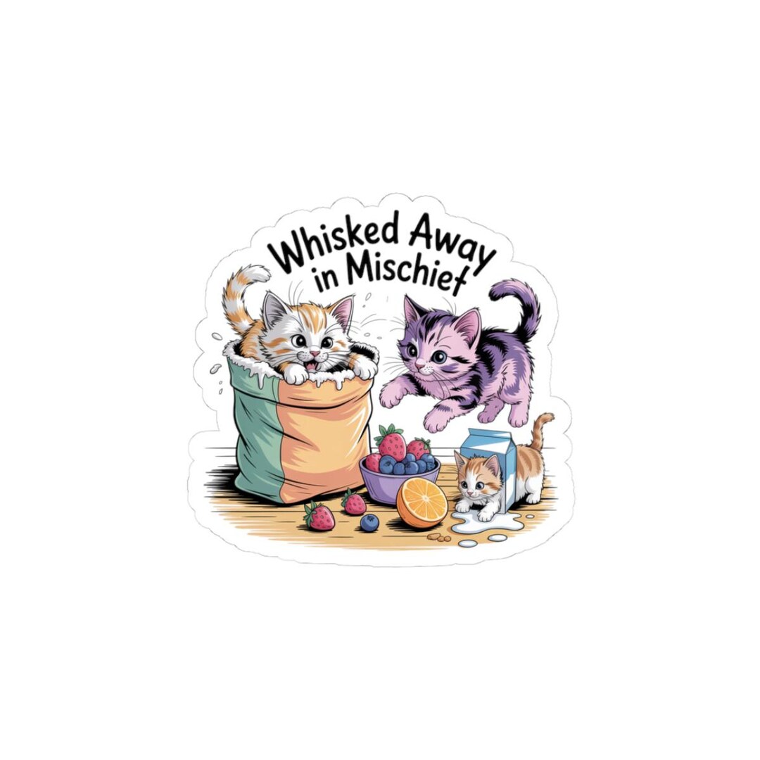 Whisked Away in Mischief Kiss-cut Stickers | Baking Kitten, Kitchen ...