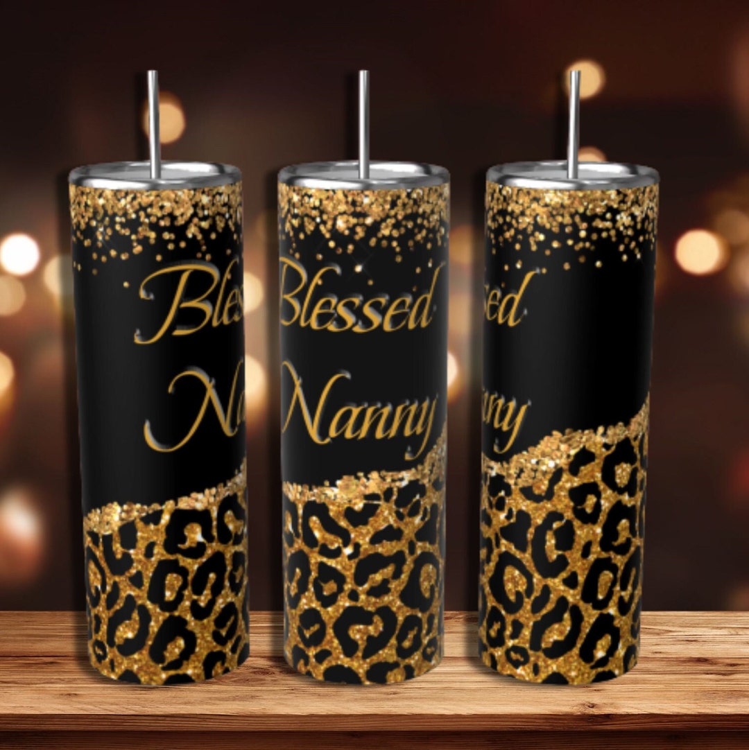 Tumbler Blessed Nanny Glitter Gold Leopard Print 20oz Skinny - Etsy
