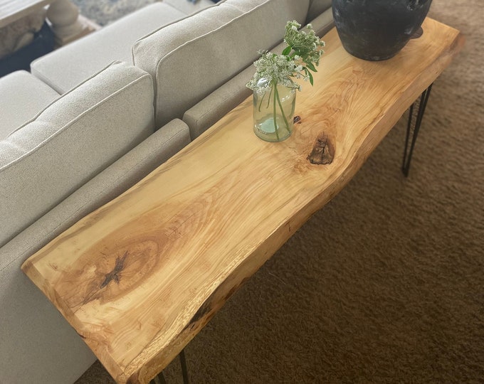 Live Edge Wood Console / Sofa Table, 28" Hairpin Legs, 60" X 16" X 2 ...