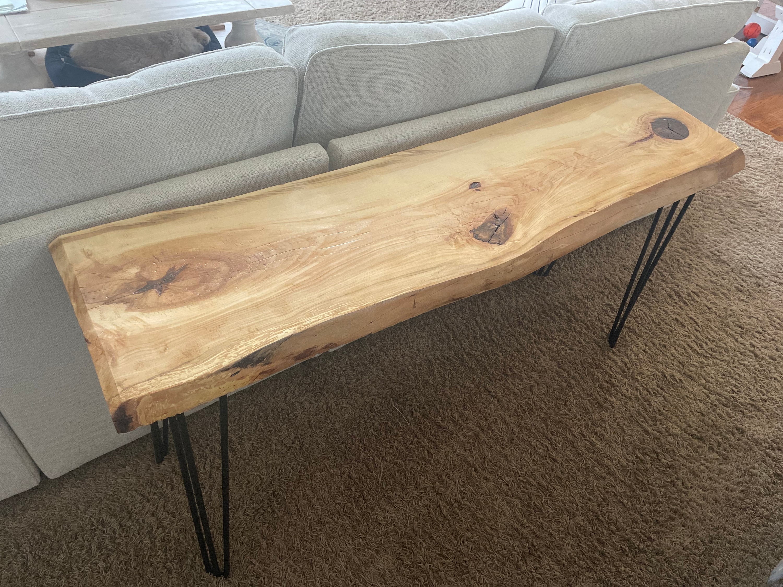 Live Edge Wood Console / Sofa Table, 28 Hairpin Legs, 60 X 16 X 2 Top ...