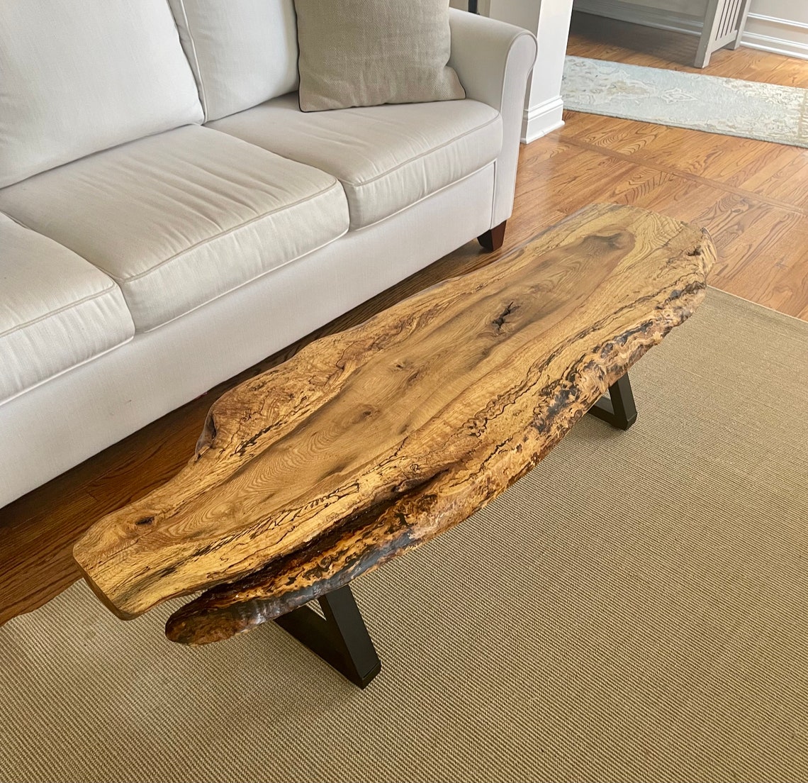 Live Edge Wood Coffee Table 58"x 18.5" X 2" Black Steel Table Legs - Etsy