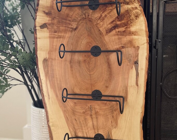 Live Edge Oak Horizontal Wine Rack, White Washed Oak, Wall Art, Custom ...