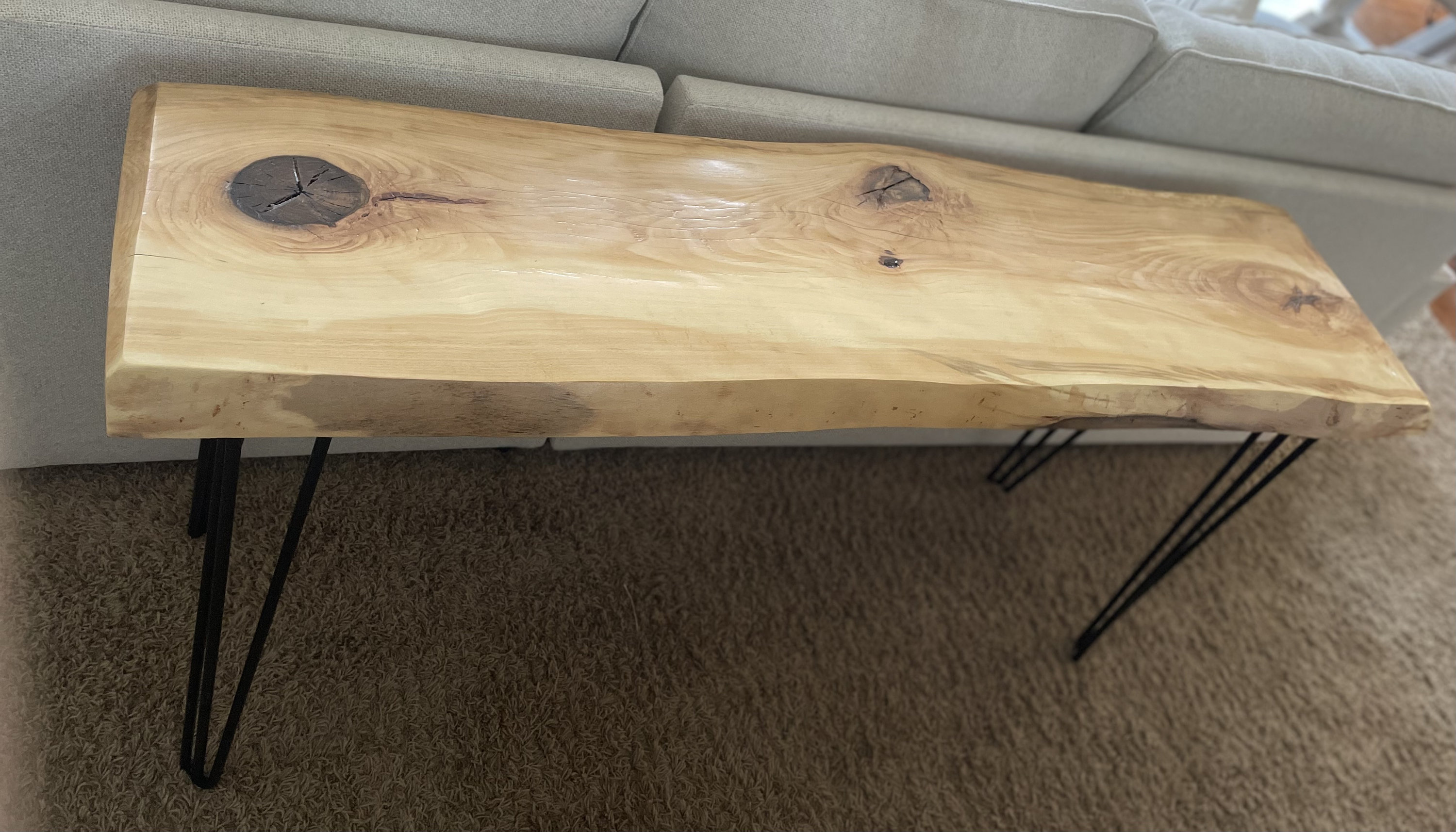 Live Edge Wood Console / Sofa Table, 28 Hairpin Legs, 60 X 16 X 2 Top ...