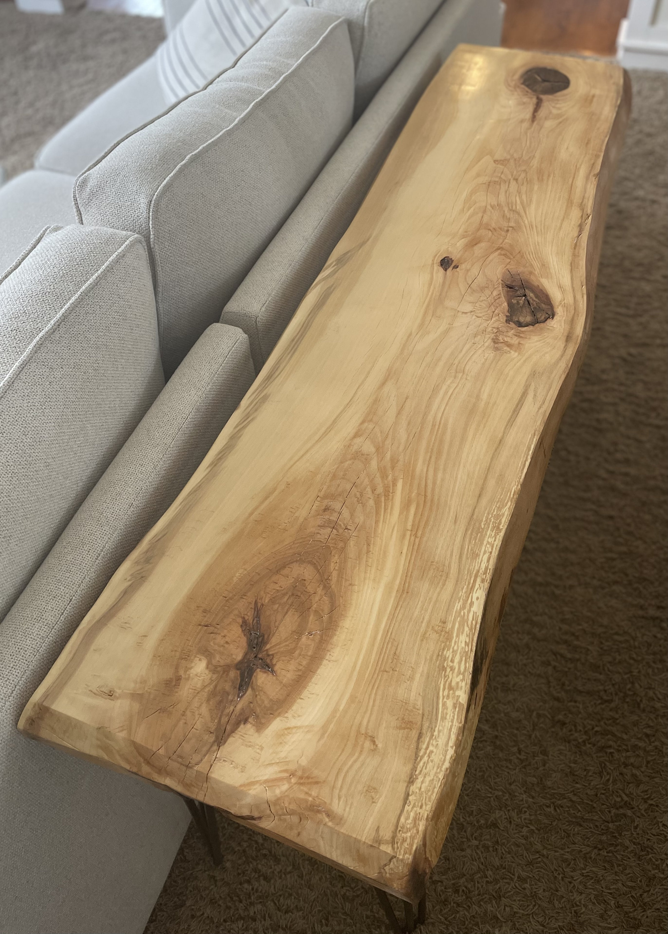 Live Edge Wood Console / Sofa Table, 28 Hairpin Legs, 60 X 16 X 2 Top ...