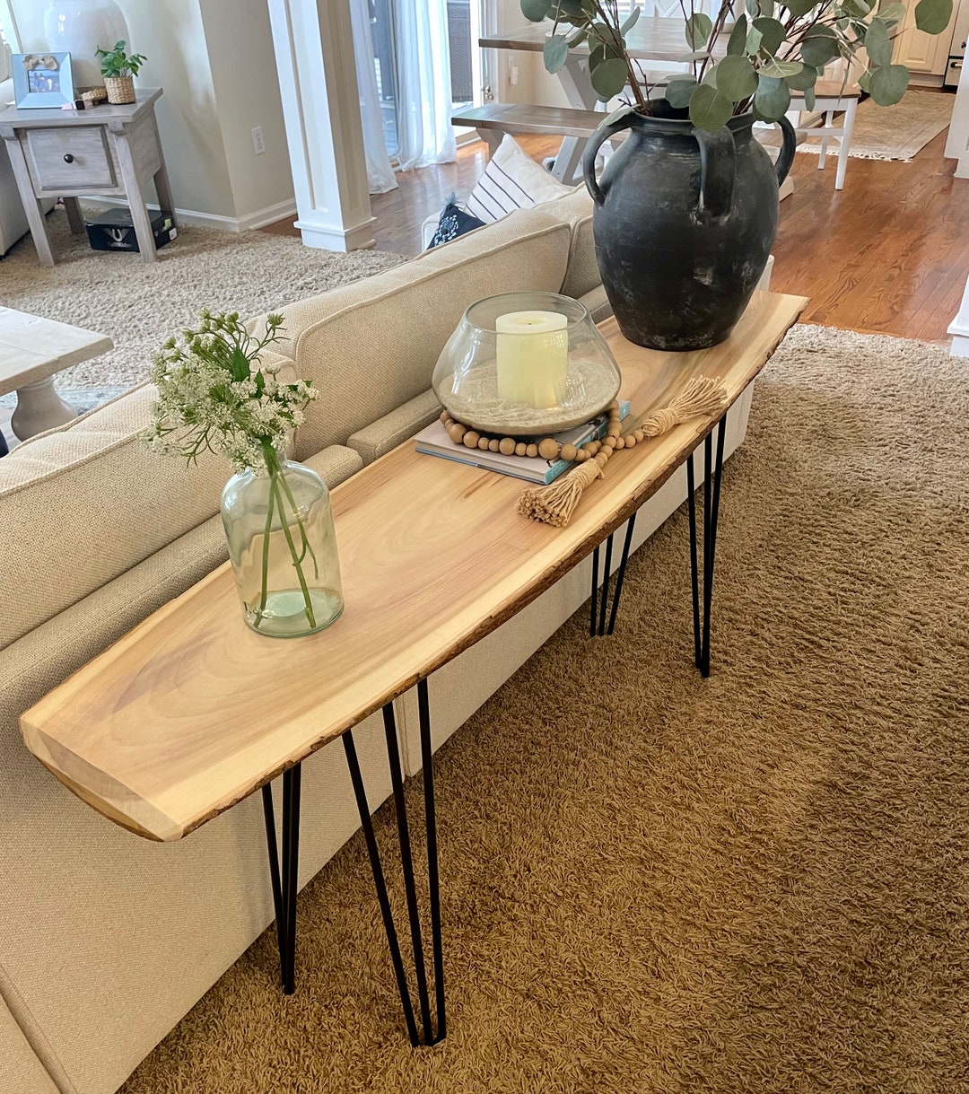 Live Edge Wood Sofa Table - 62" Long X 14.5 " Deep X 2.25 " Thick W ...