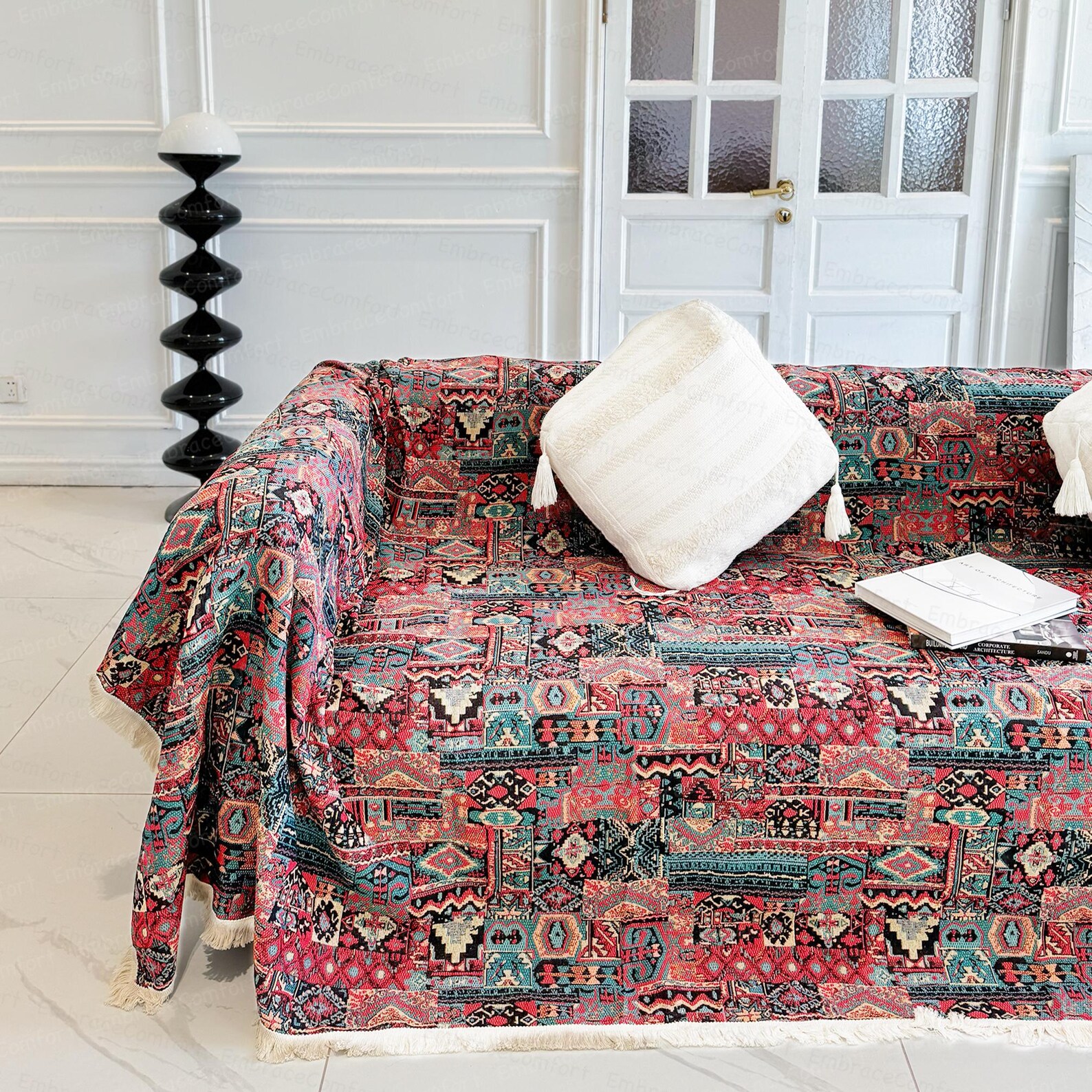 Boho Couch Cover, Large Size Cotton Sofa Cover, Sofa Covers Bohemian ...