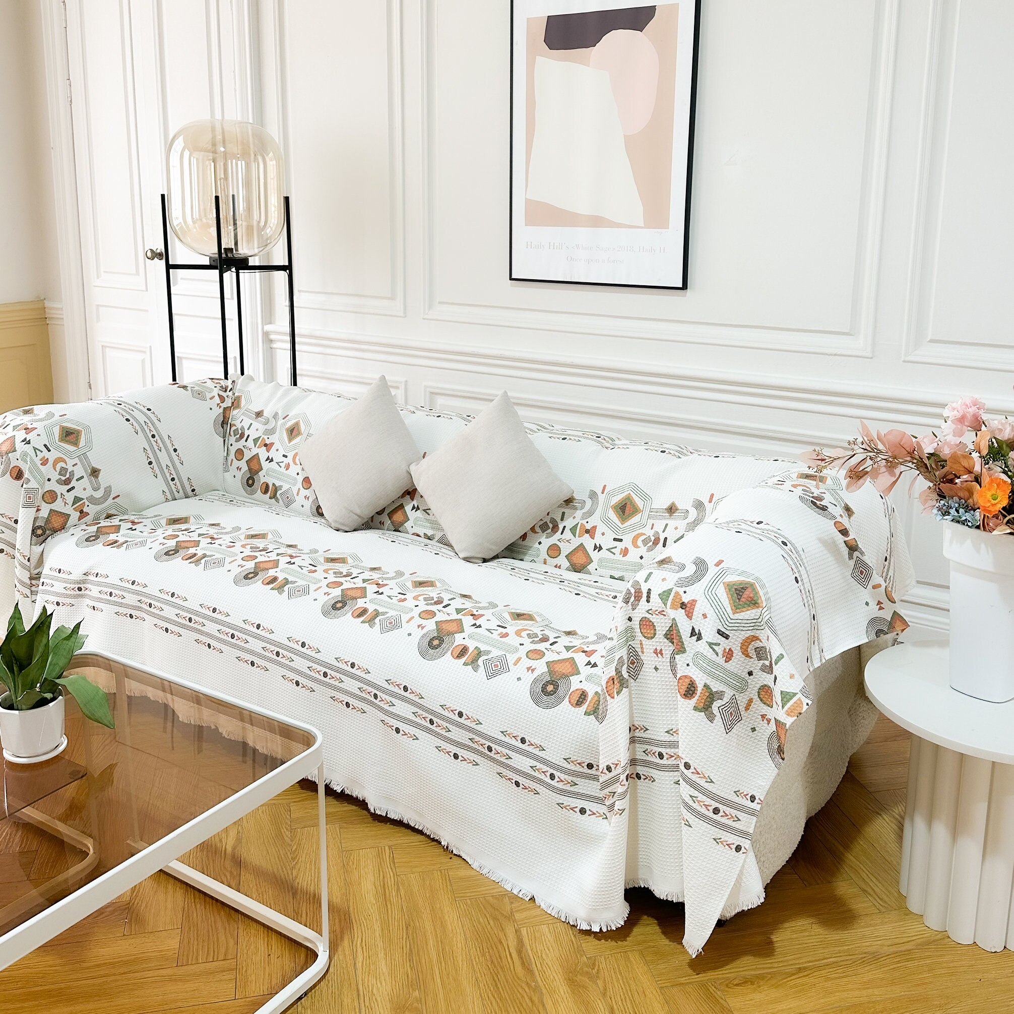 Boho Couch Covers, Large Size Cotton Sofa Cover, Sofa Covers Bohemian ...