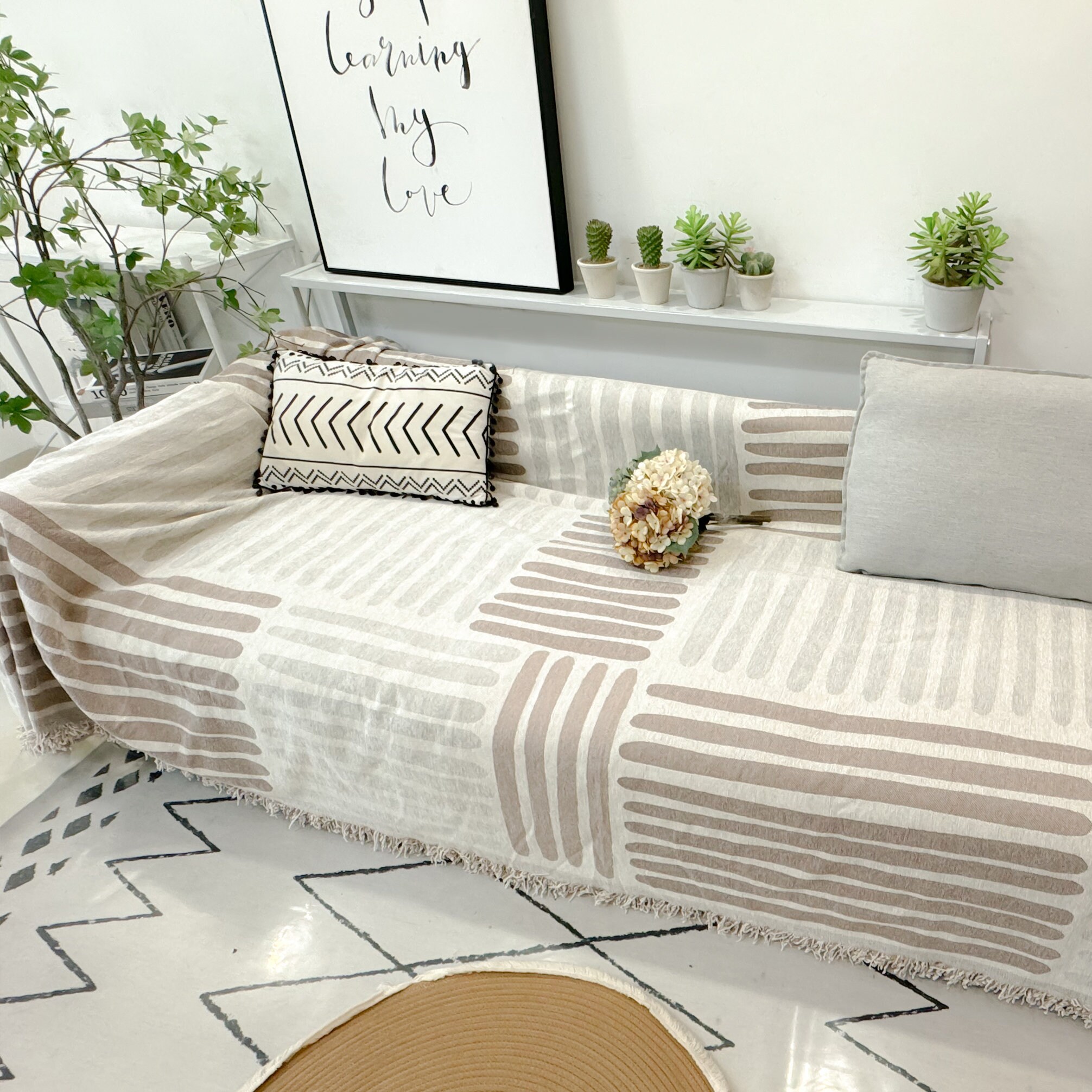 Boho Couch Covers, Large Size Cotton Sofa Cover, Sofa Covers Bohemian ...